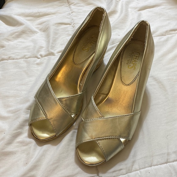 Chaps | Shoes | Chaps Size 9b Dakoda Espadrille Gold Wedge Heel | Poshmark